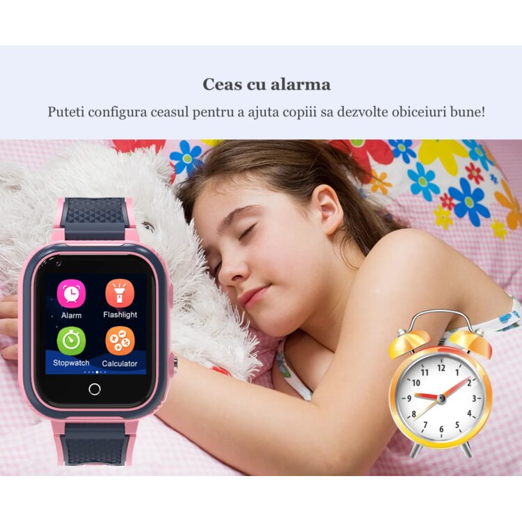 Ceas smartwatch copii GPS 4G, Merkie® LT21, cu localizare GPS, WIFI ...