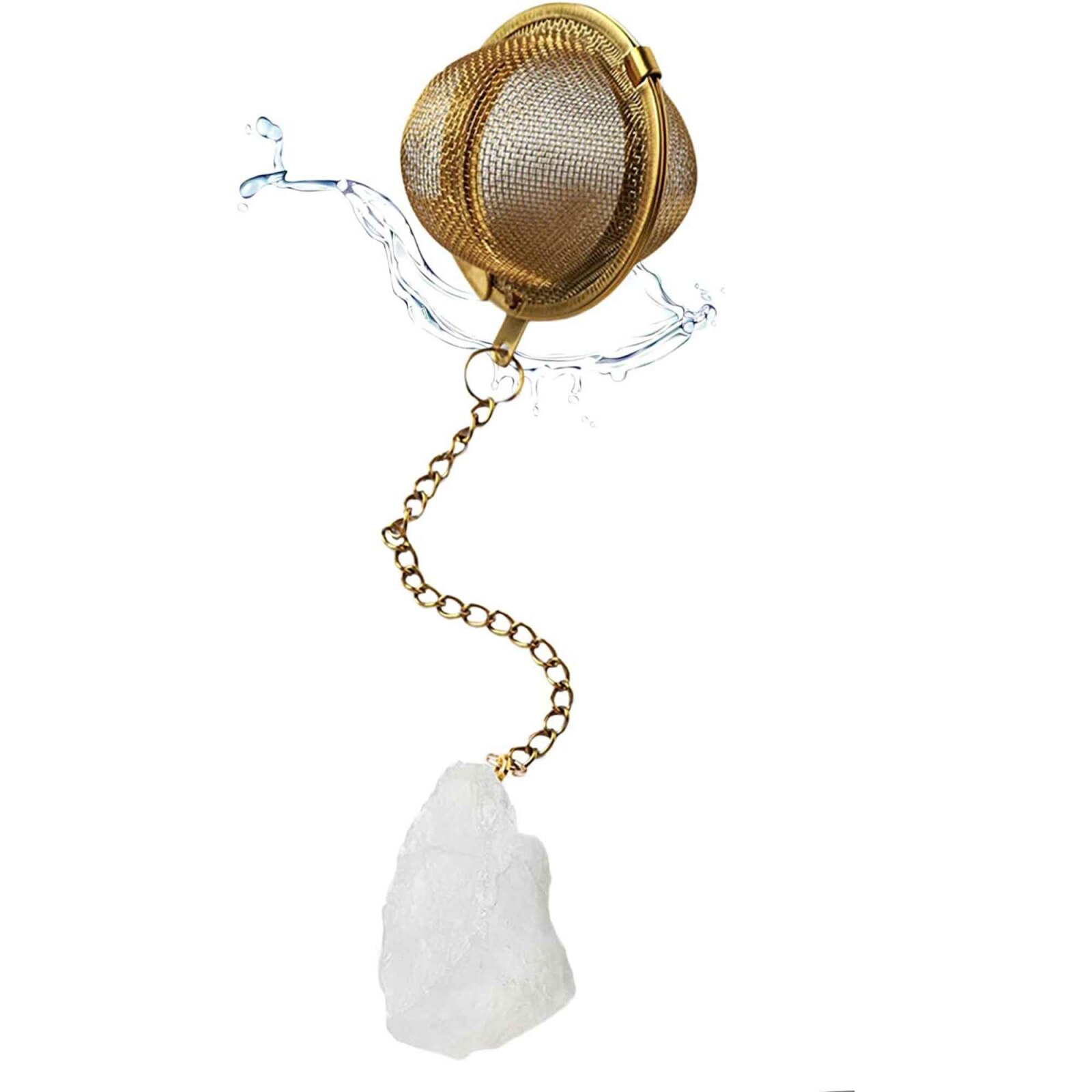 Infuzor ceai din otel inox cu piatra semipretioasa Cuart transparent de ...