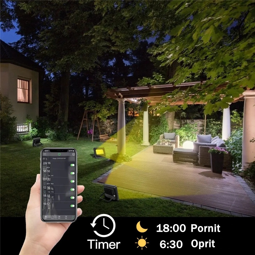 Proiector LED RGBCW Inteligent 100W cu Control prin Aplicatie – Lumina ...