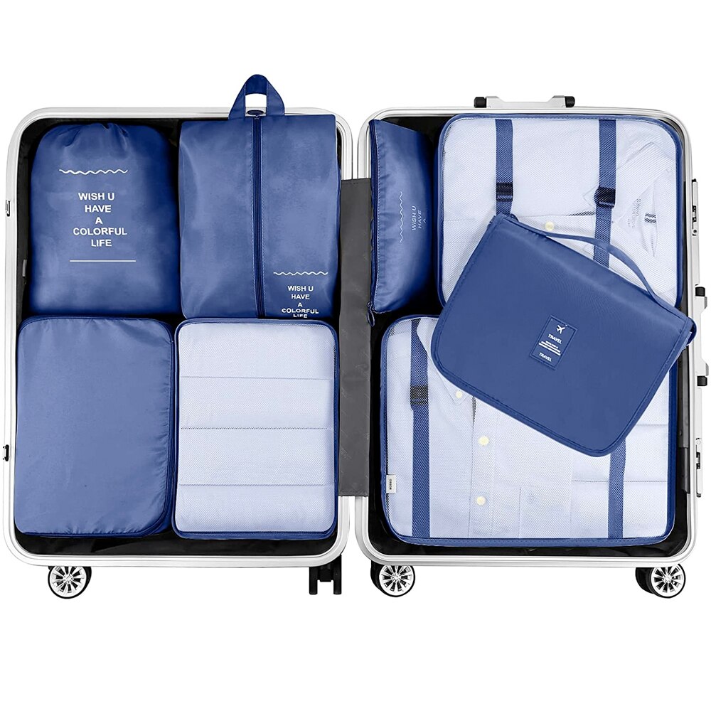 Set 8 huse organizare bagaj, Quasar & Co.®, organizatoare valiza/troler ...