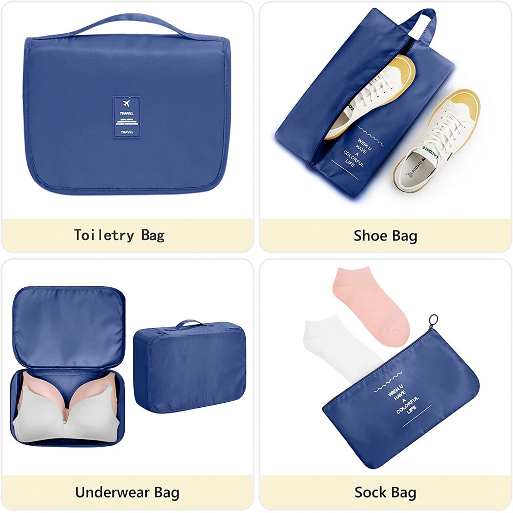 Set 8 huse organizare bagaj, Quasar & Co.®, organizatoare valiza/troler ...