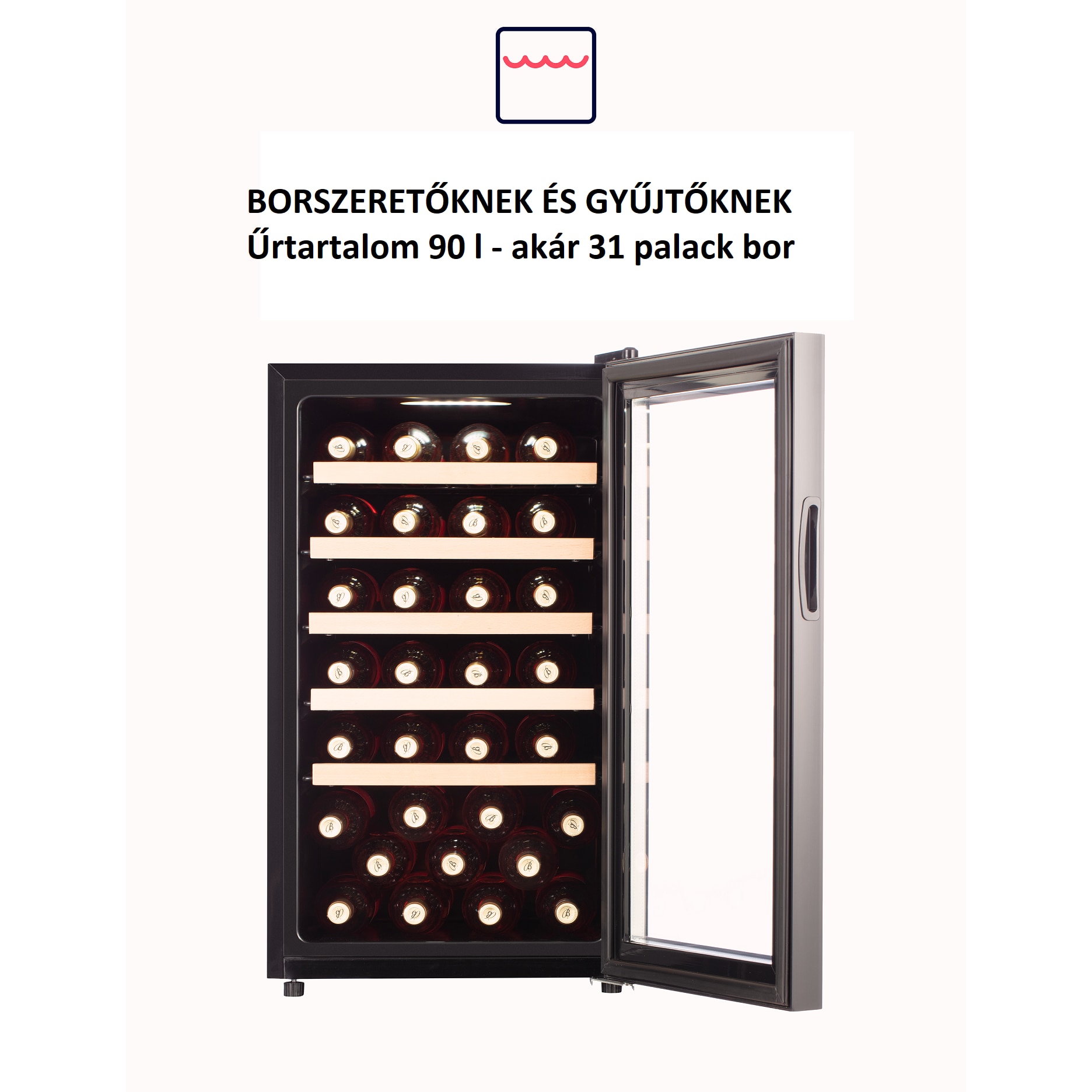 STARCREST SWN-90BK borvitrin, 31 palack, Digitális hőfokszabályzó, LED ...