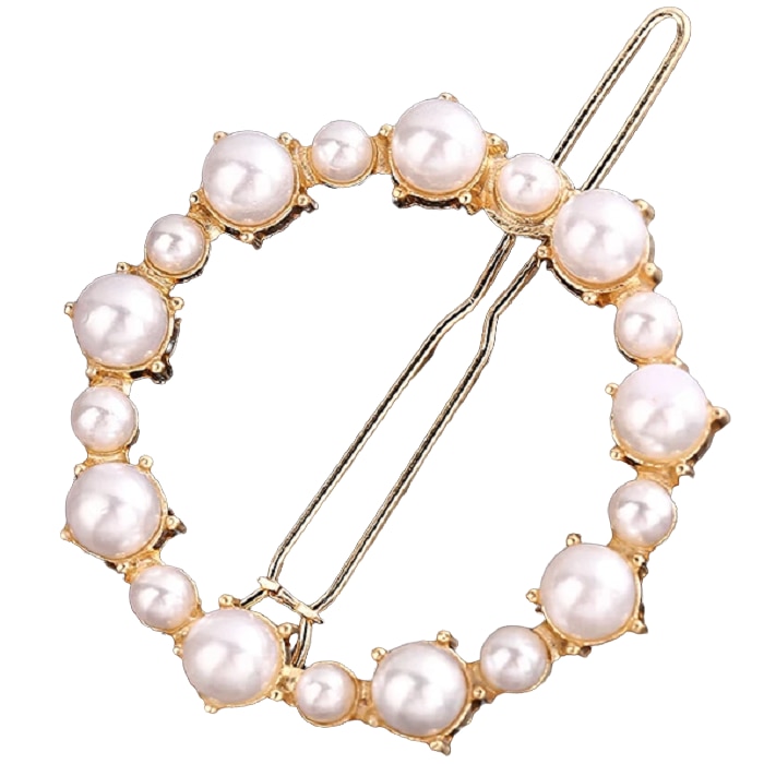 Agrafa de par, IZMAEL, Model elegant, Metal, Alb, Auriu - eMAG.ro