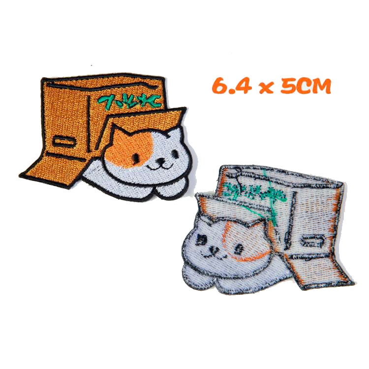 Petic textil brodat Pisica in cut, Cat in a box 6.4x5 cm - eMAG.ro