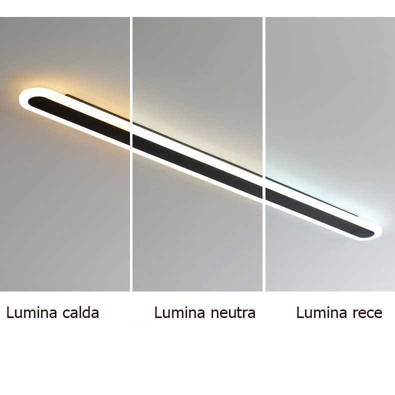 Aplica LED liniara, design modern, 80 cm, alba, lumina calda, rece si ...