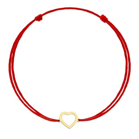 Bratara inima din aur 14k cu snur, pandantiv inimioara aur galben - eMAG.ro