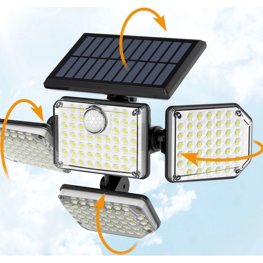 Lampa solara de perete cu 4 panouri, senzor de miscare,, LED, 180 ...