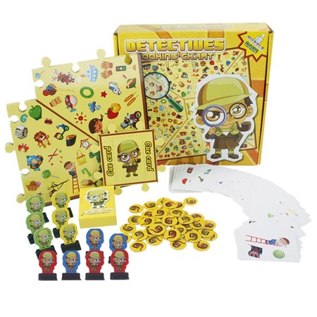 Joc Detectiv pentru copii, puzzle, carti de joc, pioni, piese de joc ...