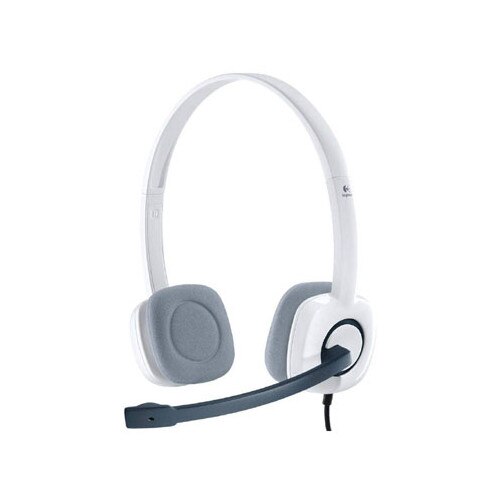 Casti audio Jack 3.5, Logitech, Microfon lateral, Alb/Gri - eMAG.ro