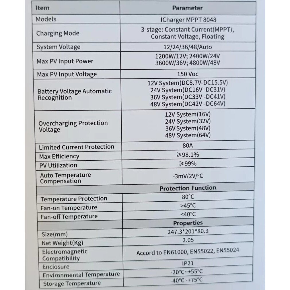 Controller 80A EASUN 12V/24V/36V/48V regulator tensiune panouri solare ...