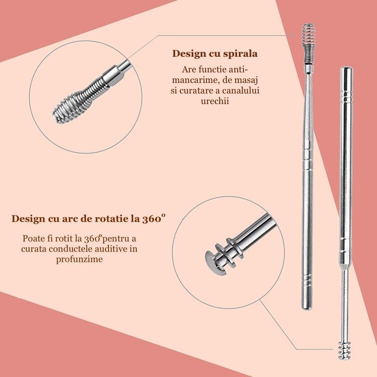 Set 6 instrumente curatare, igienizare si ingrijire urechi, Merkie ...