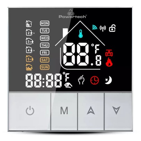Termostat digital, PowerTech, Alimentare la 230V, IP20, Wi-Fi, Negru ...