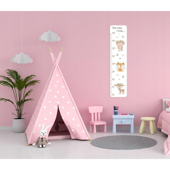 Metru masurare inaltime copii, Model animale, EVA, 20x93 cm, Alb - eMAG.ro