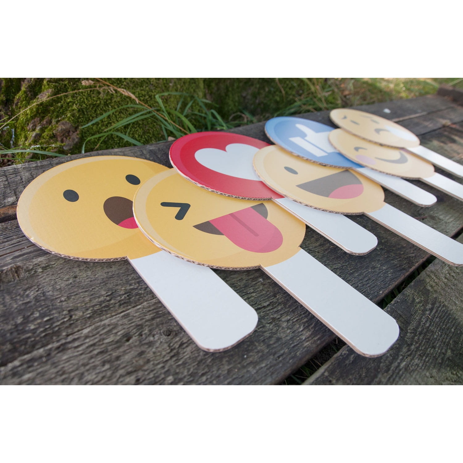 Set 7 propsuri pentru petrecere, Carton, Emoticoane, 21x35 cm ...