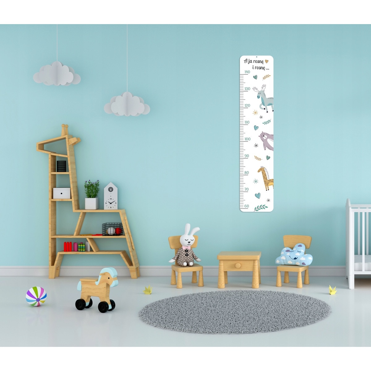 Metru masurare inaltime copii, Model animale, EVA, 20x93 cm, Alb - eMAG.ro