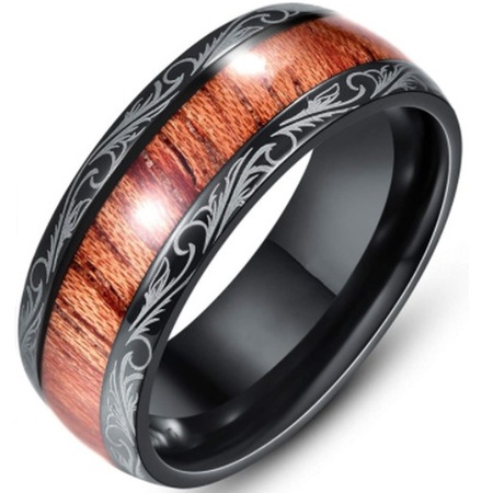 Inel de barbati Izmael, 52 mm, Maro/negru - eMAG.ro