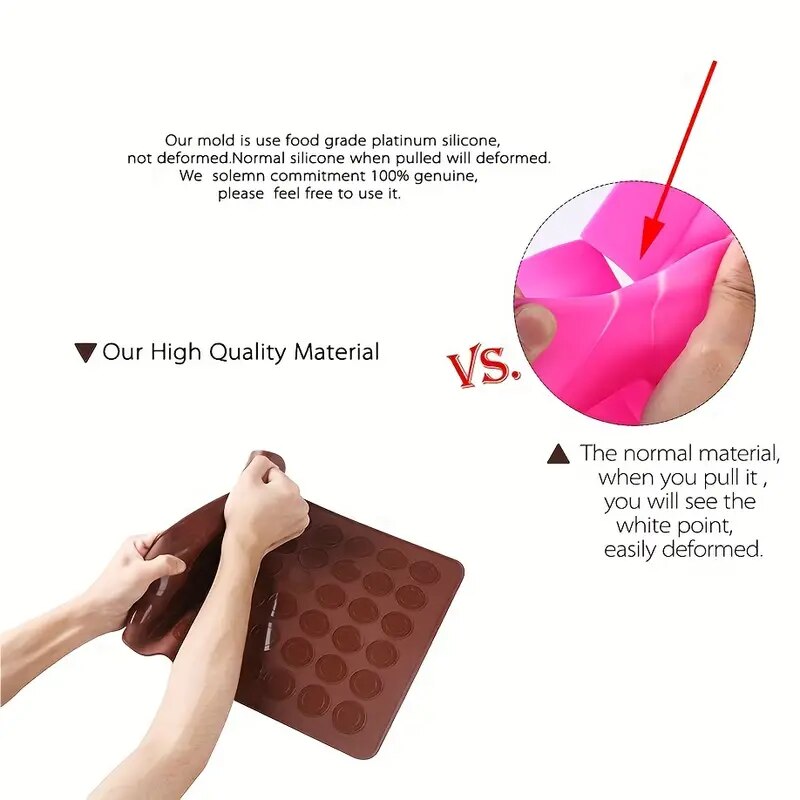 Tava pentru copt Macaron, Silicon, 48 Compartimente, 39x29cm, Maro ...