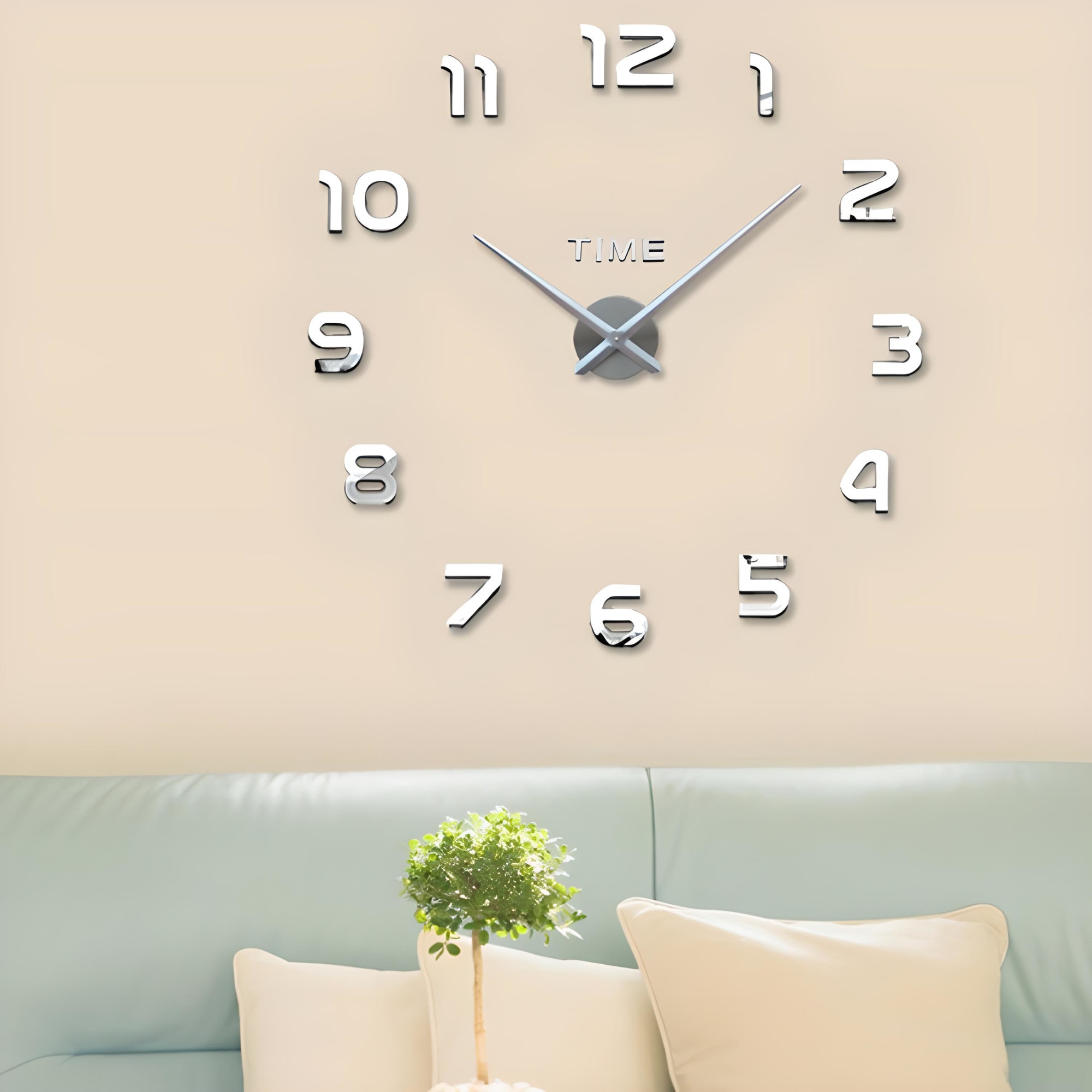 Ceas decorativ de perete cu efect 3D, oglinda, 60 cm - eMAG.ro