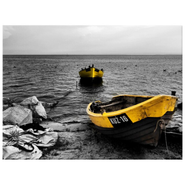 Pictura cu model "Barci de pescuit", Landscape, 30x40 cm, Multicolor ...