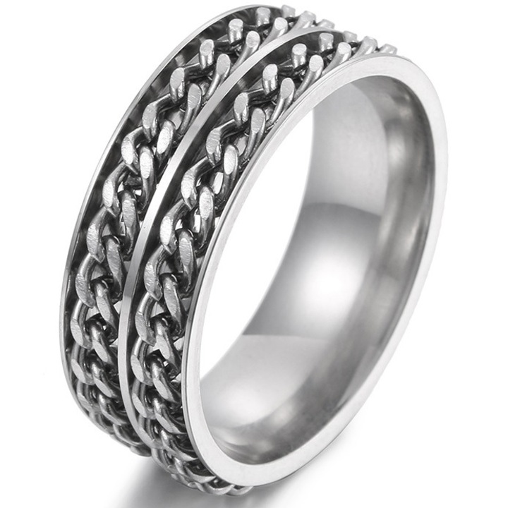 Inel pentru barbati, IZMAEL, Inox, Argintiu - eMAG.ro