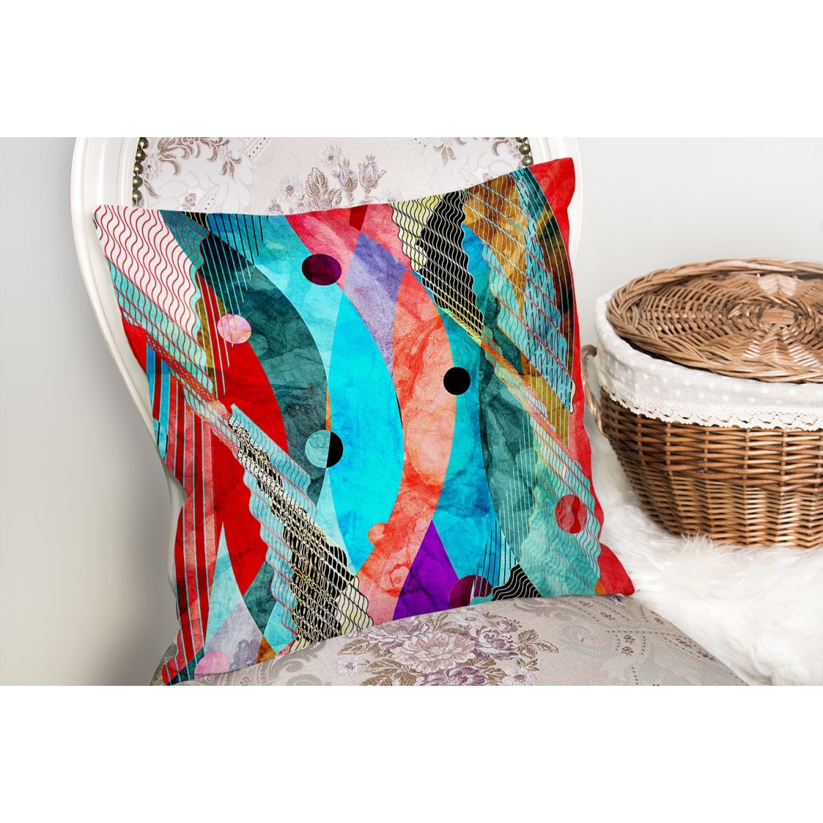 Perna decorativa 54, 43x43cm, husa detasabila, burduf, poliester ...