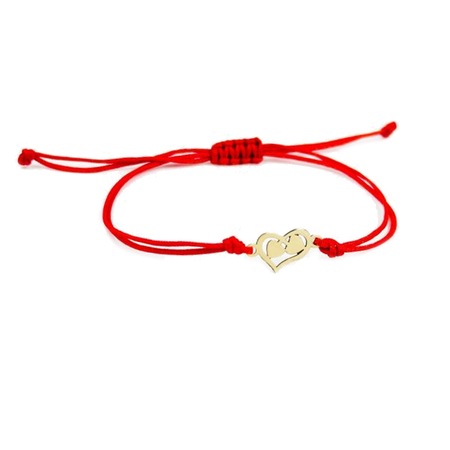 Bratara cu snur, Pandantiv, model decupat, forma de inima, aur 14k ...