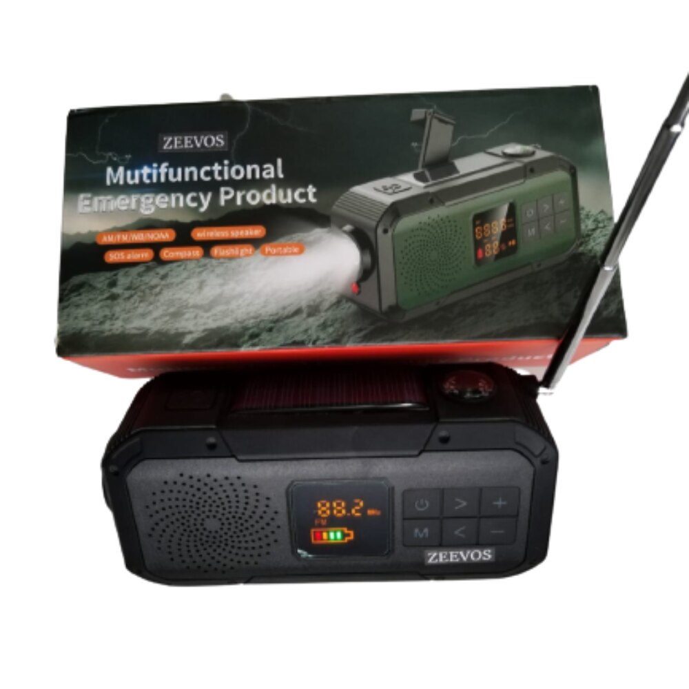 Radio portabil multifunctional AM-FM, ZEEVOS, cu incarcare solara si ...