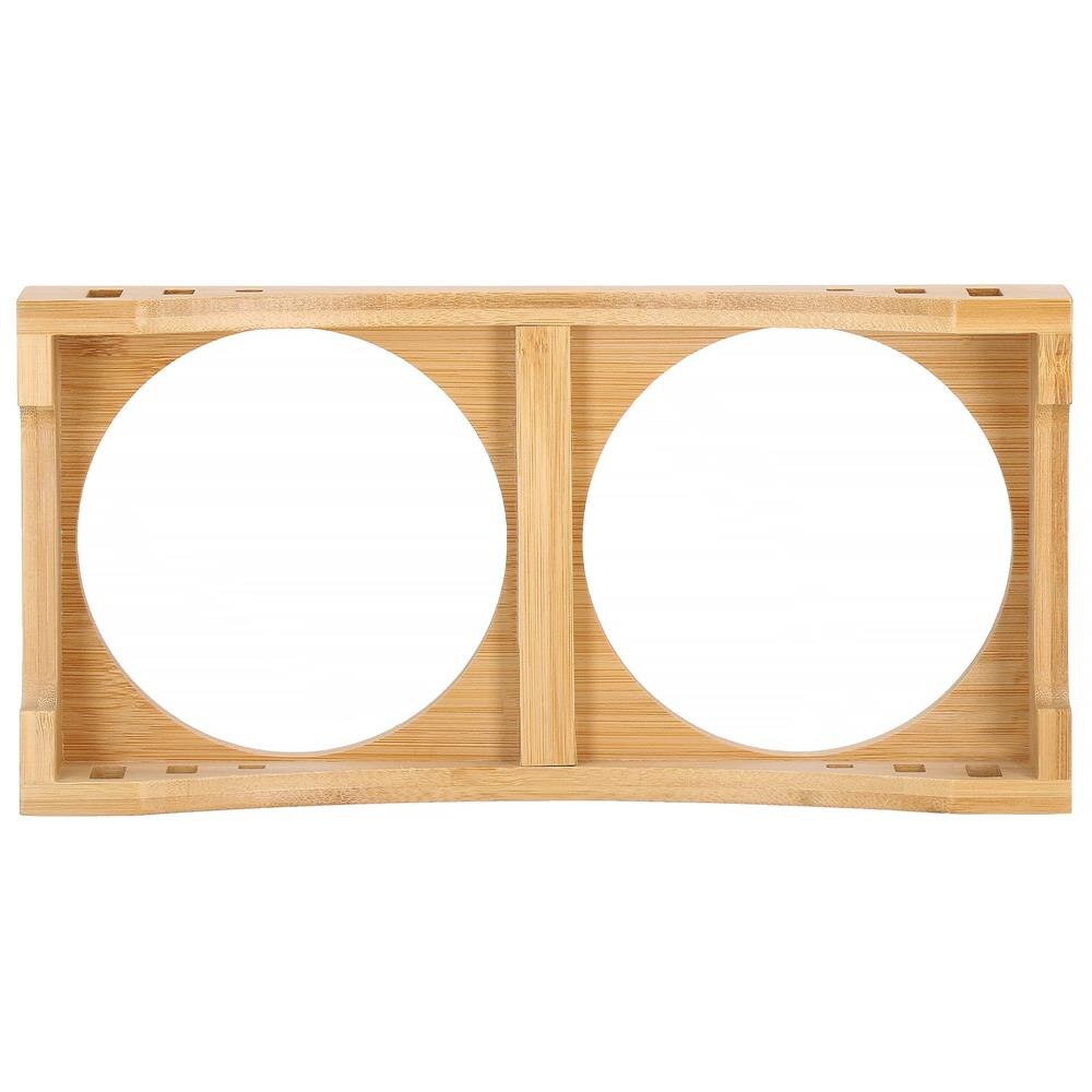 Set de 2 castroane din inox cu suport de bambus, 2x14cm - eMAG.ro