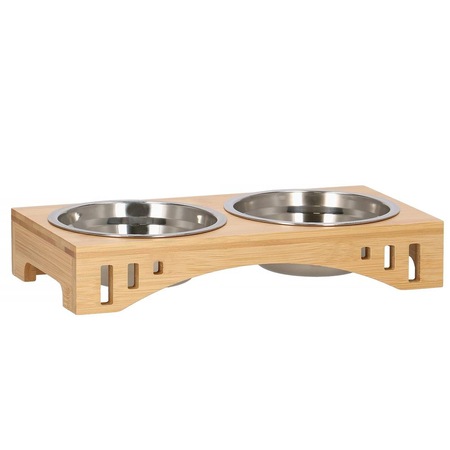 Set de 2 castroane din inox cu suport de bambus, 2x14cm - eMAG.ro