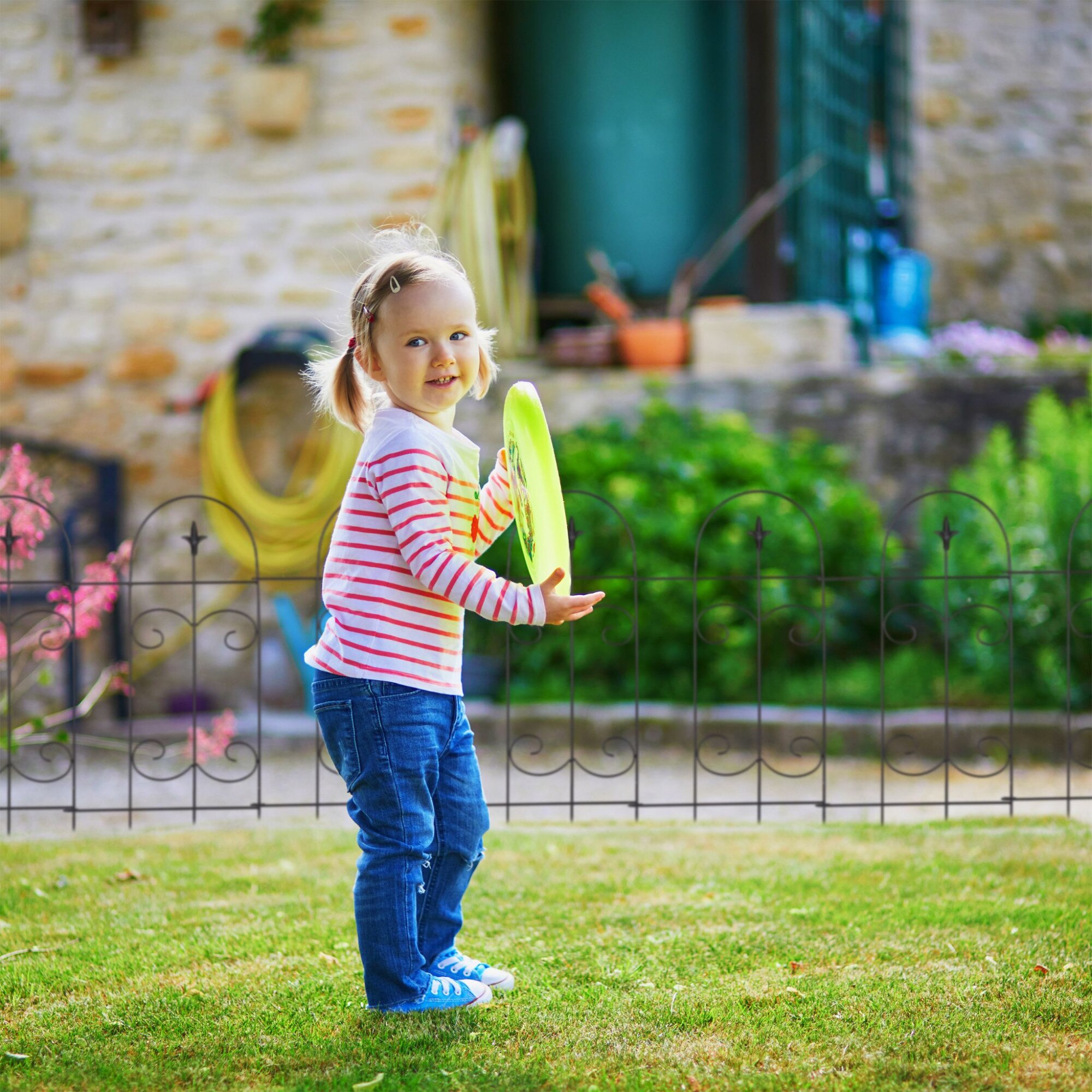 Pachet 6 buc bordura gardulet decorativ, din metal, pentru gazon sau ...