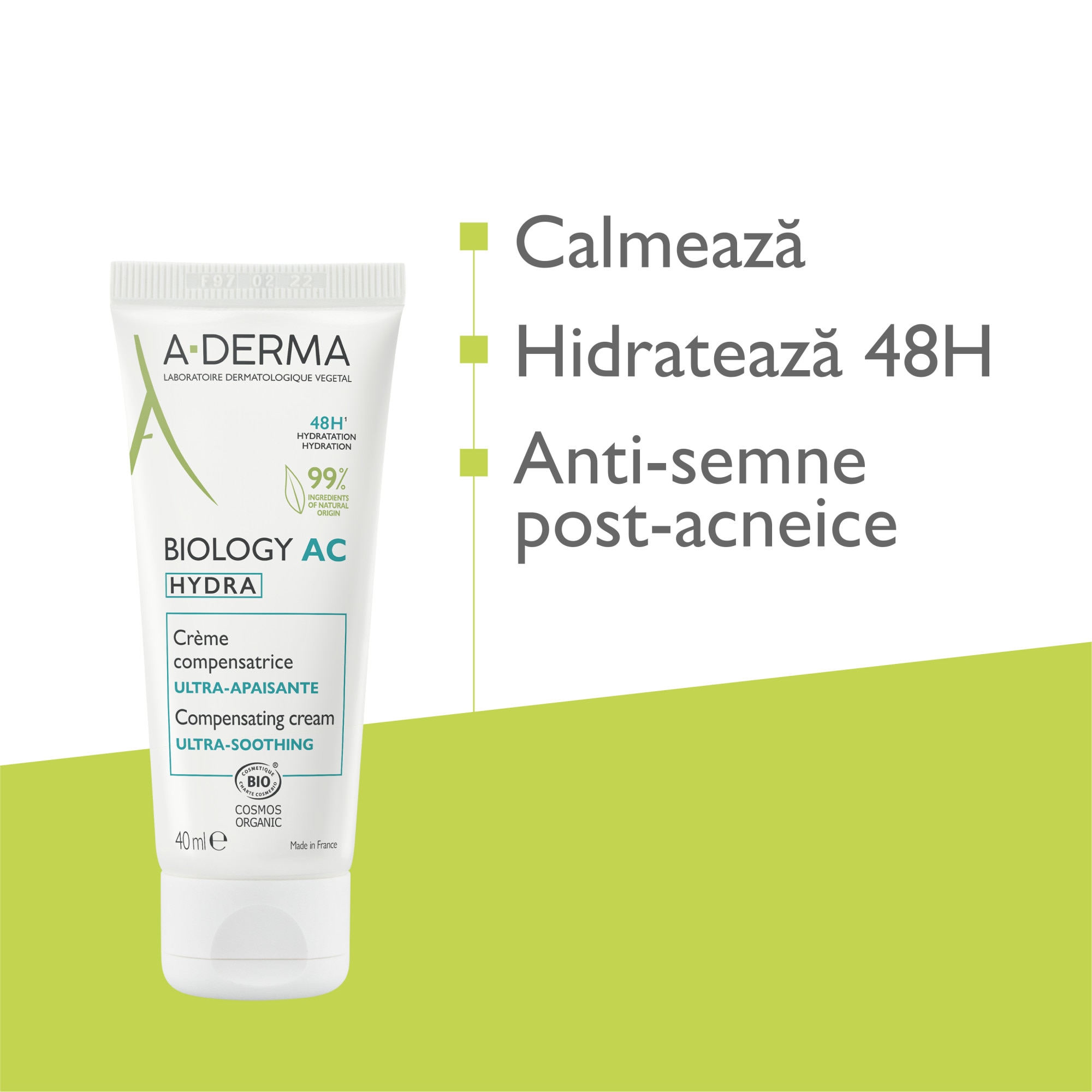 Crema compensatoare ultra calmanta A-Derma Biology AC Hydra, 40 ml ...