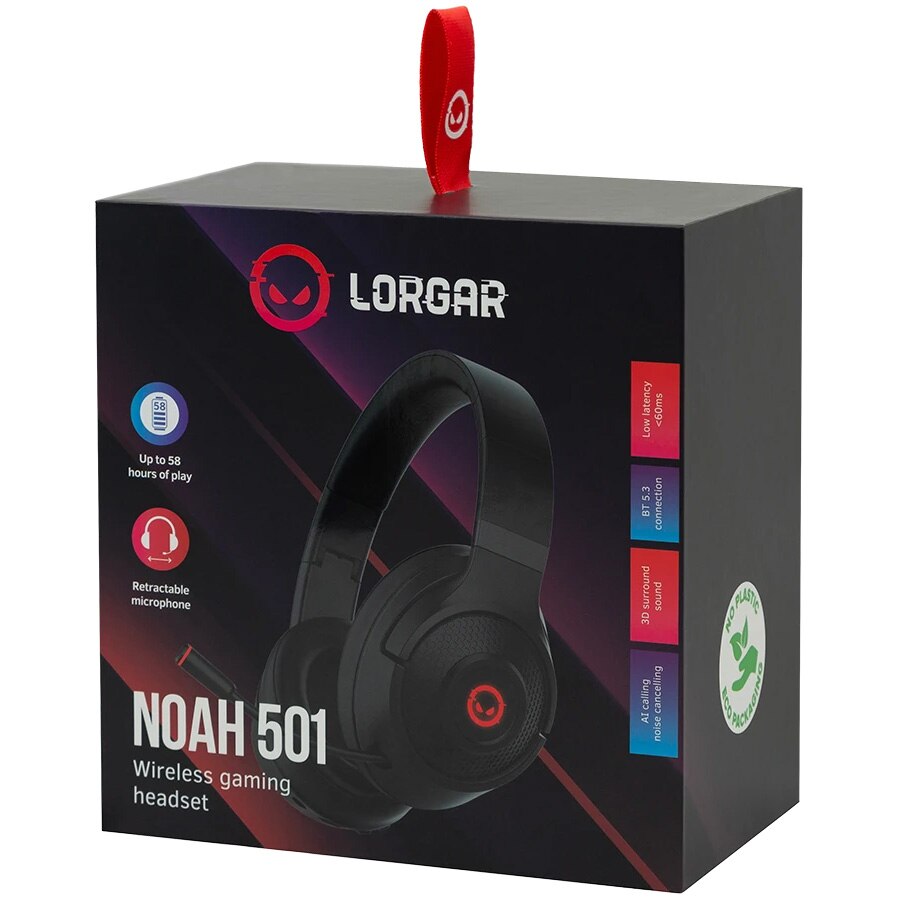 Casti gaming Lorgar Noah 501 Black - eMAG.ro