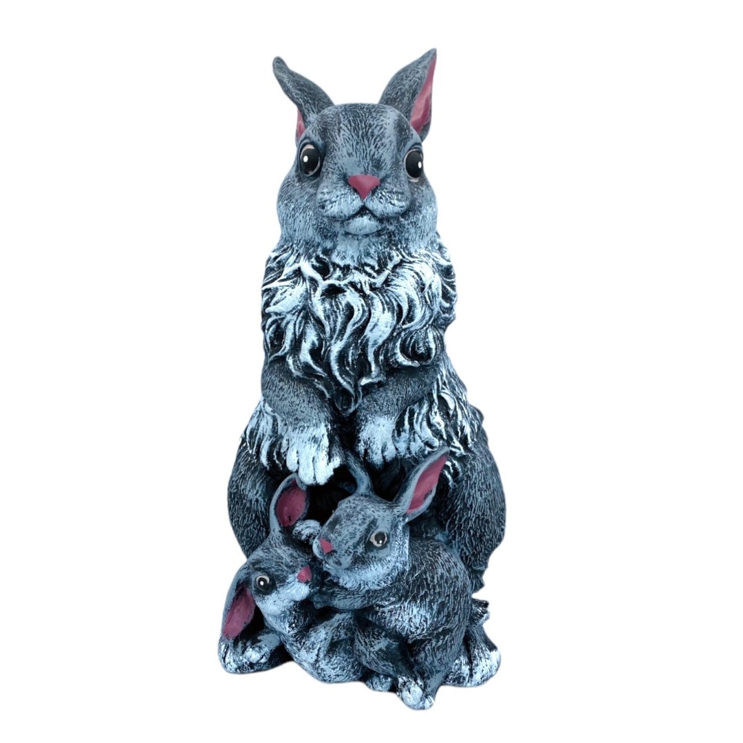 Statueta decorativa, Familie de Iepuri, Gri, 39 cm, DV35-4 - eMAG.ro