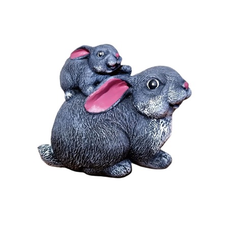 Statueta decorativa, Iepure cu pui, Gri, 24 cm, DV04-12A - eMAG.ro