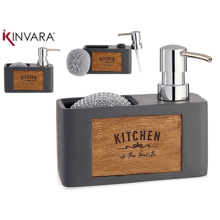 Dispenser detergent lichid cu suport burete, Kinvara, burete sarma ...