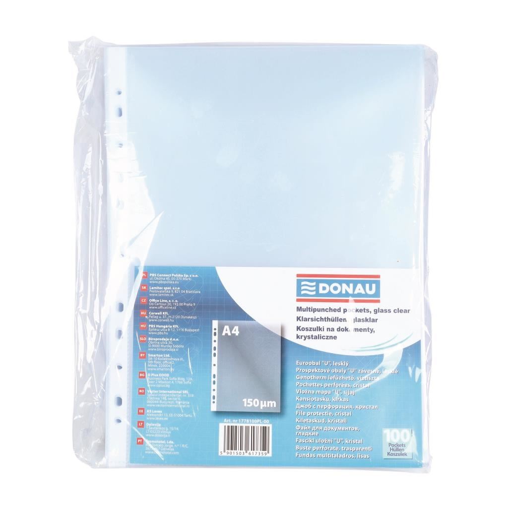 Folie protectie DONAU, A4, cristal, 150 microni, 100 file/set - eMAG.ro