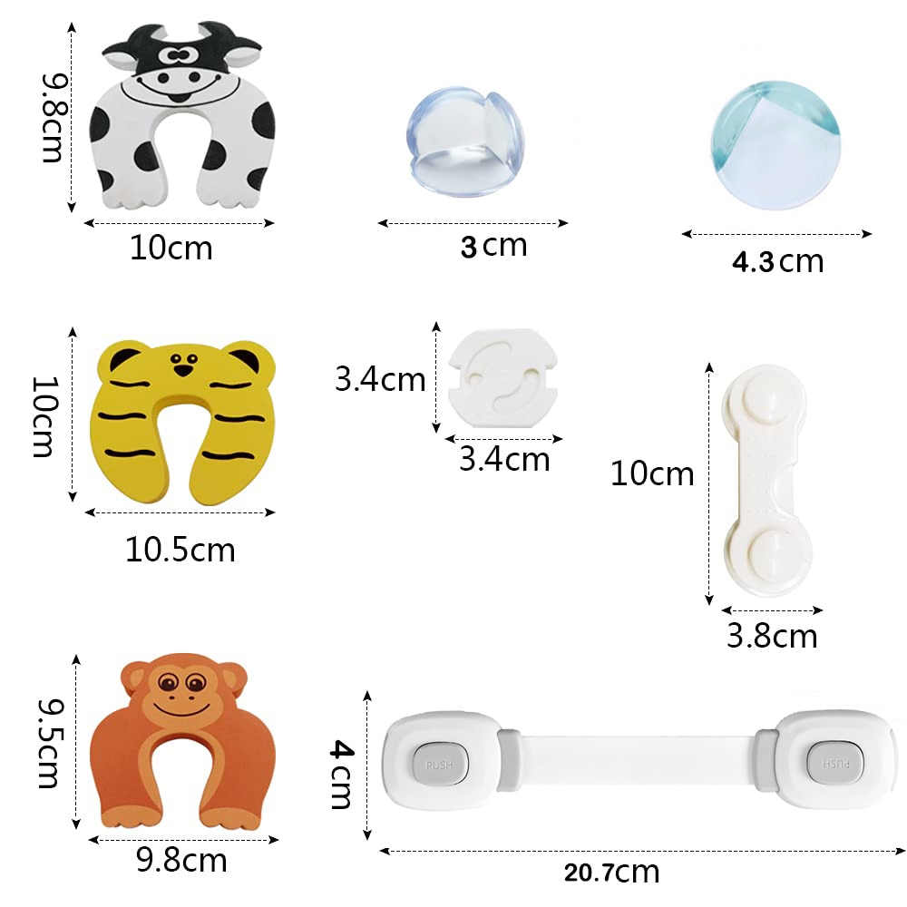 Set 42 piese, ijoynewk®, protectii mobilier si prize pentru siguranta copiilor, flexibile cu ...