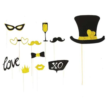 Set 12 propsuri poze Party mustati si ochelari - eMAG.ro