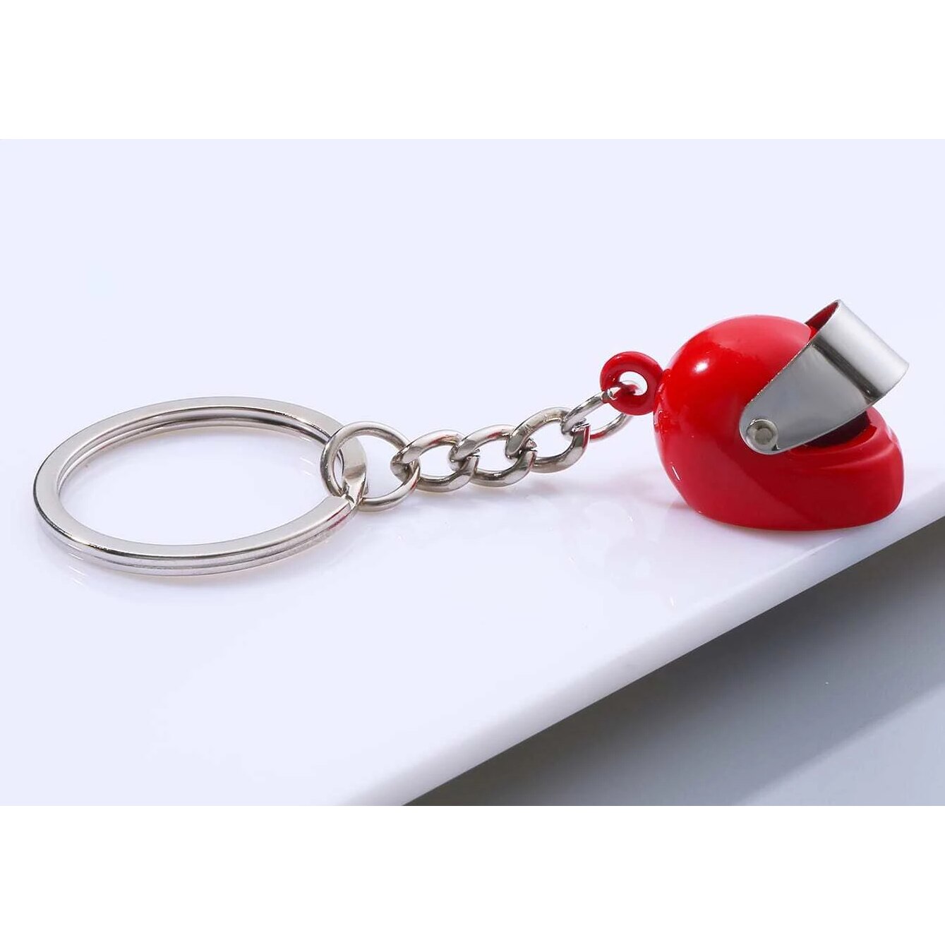 Breloc chei auto, casca motociclist, metalic, rosu, G-Mark® - eMAG.ro