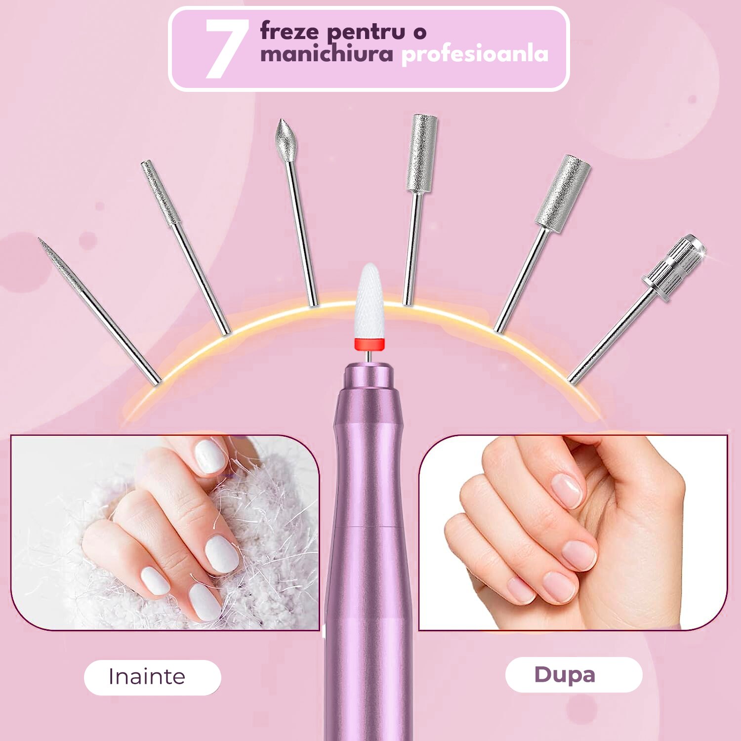 Freza unghii profesionala, pentru manichiura-pedichiura wireless ...