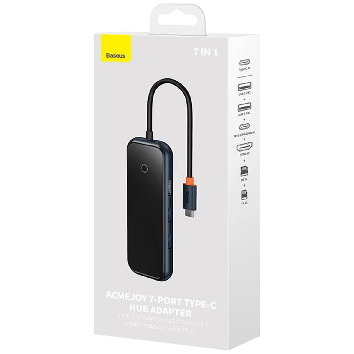 Adaptor Baseus AcmeJoy Series, 7 in 1, Type-C- 2xUSB 3.0 + HDMI+ Usb 2. ...