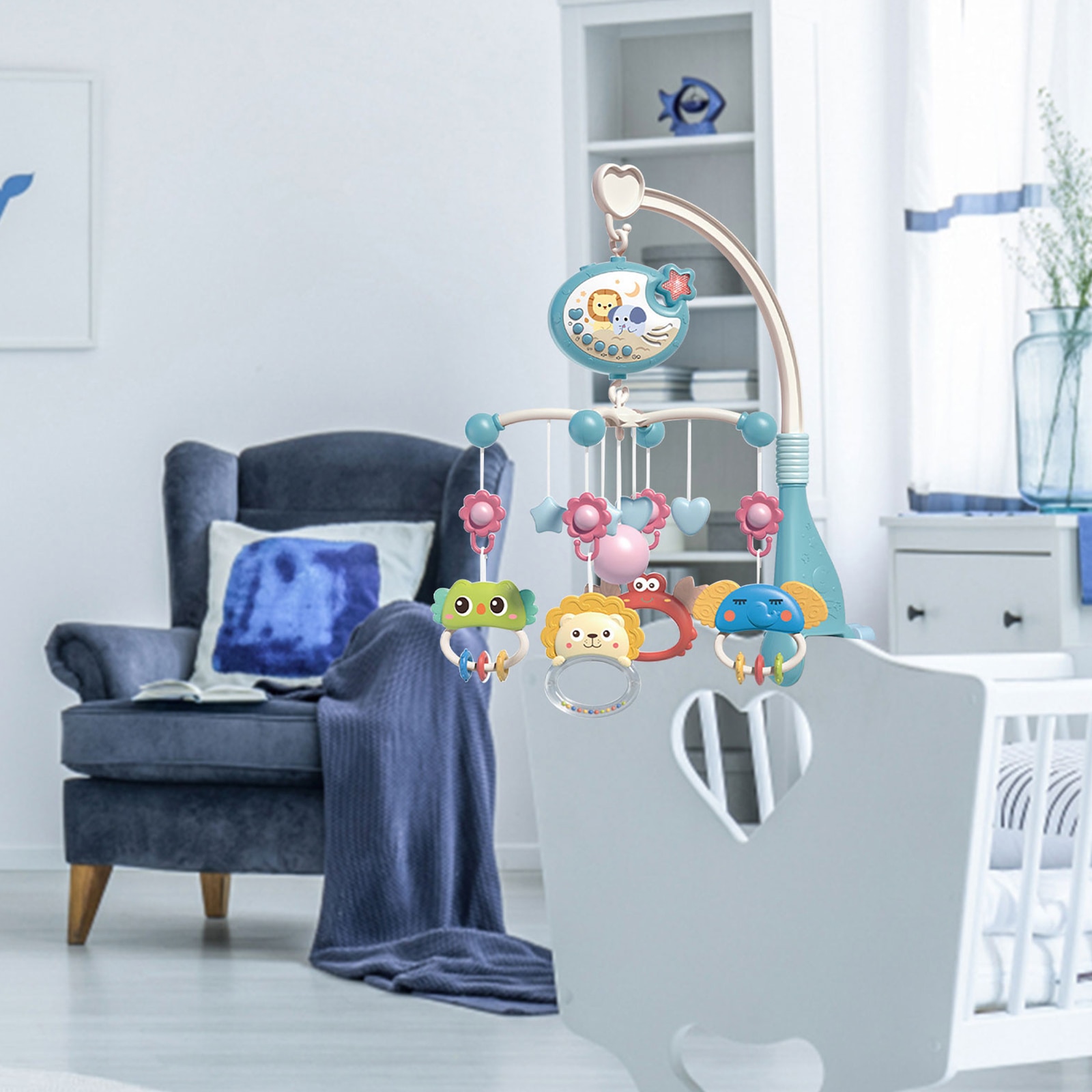 Carusel multifunctional pentru patut, Darklove, Proiector cu Lumini, 4 ...