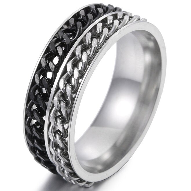 Inel de barbati Izmael, 67 mm, Argintiu/negru - eMAG.ro