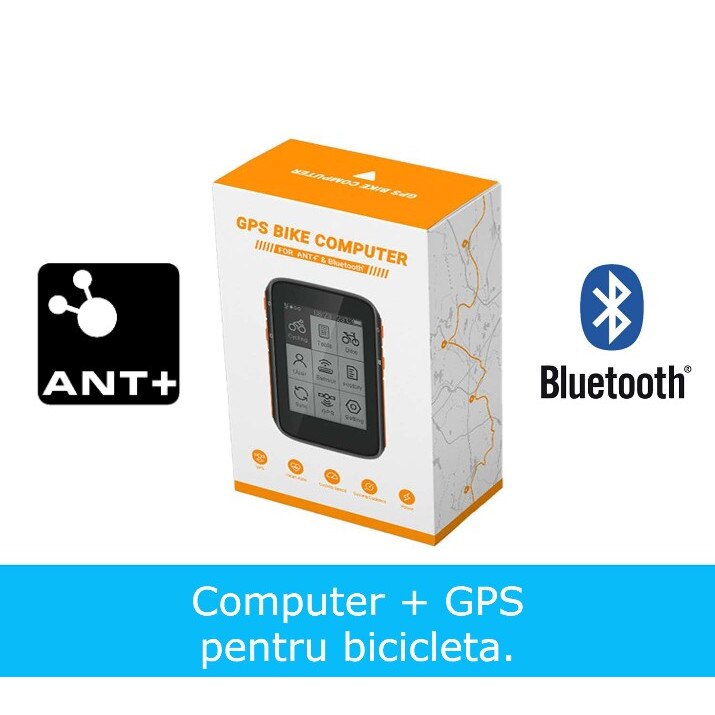 Безжичен GPS велосипеден компютър, скоростомер с автоматично осветление ...