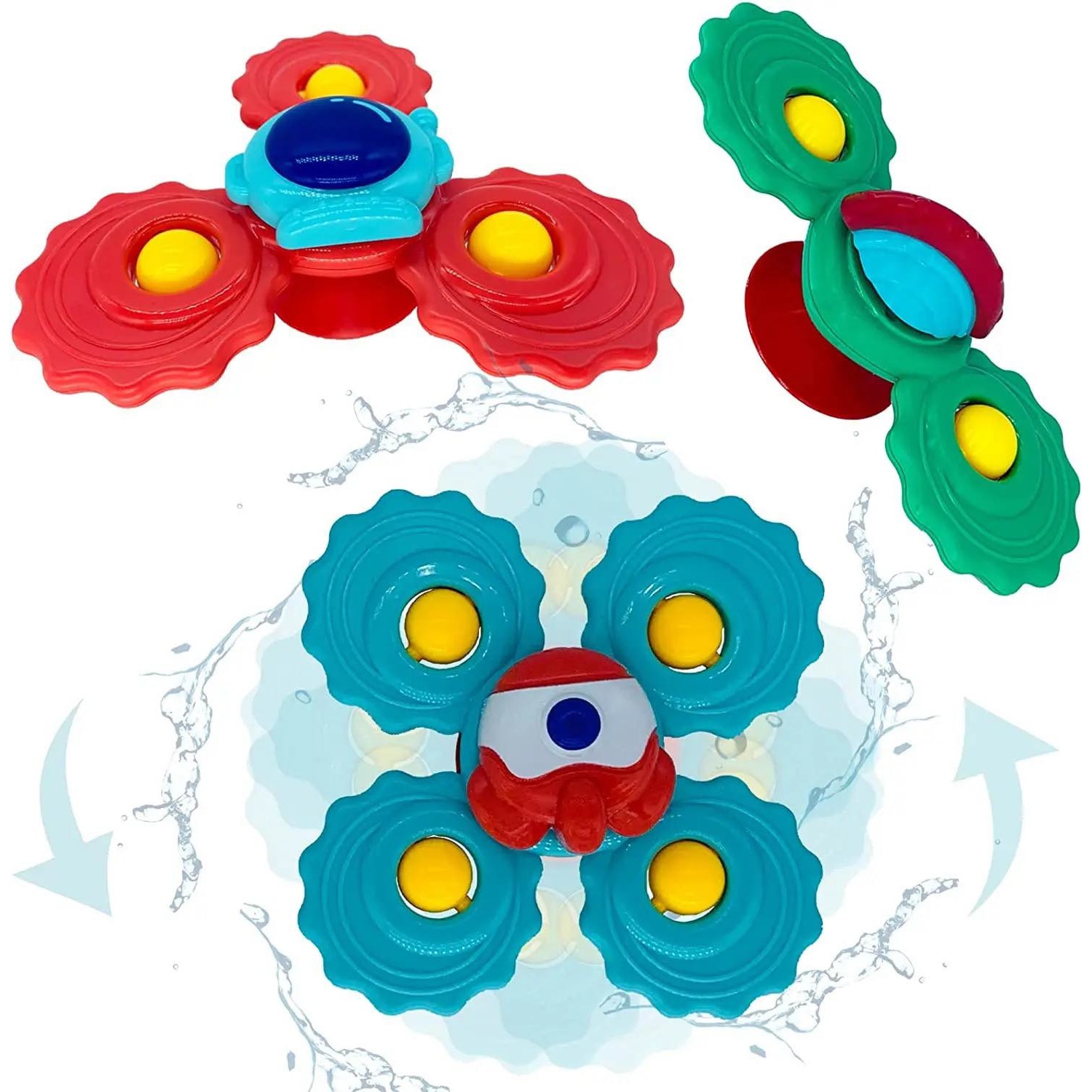 Set 3 Jucarii Interactive bebelusi, Spinner cu ventuza de prindere ...