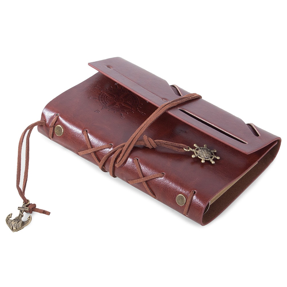 Agenda vintage tip jurnal calatorie, legaturi din piele, 150 x 100 mm ...