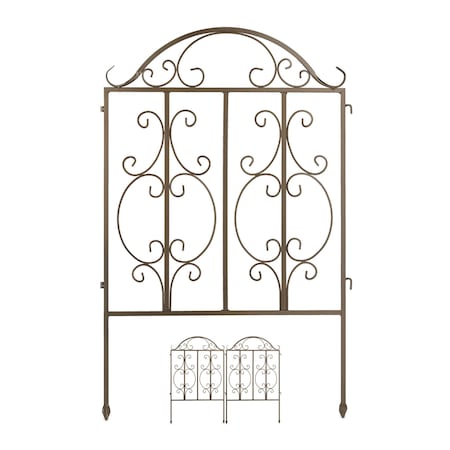 Gard de gradina decorativ, 3 piese, din metal, 98 x 190,5 x 2,5 cm ...