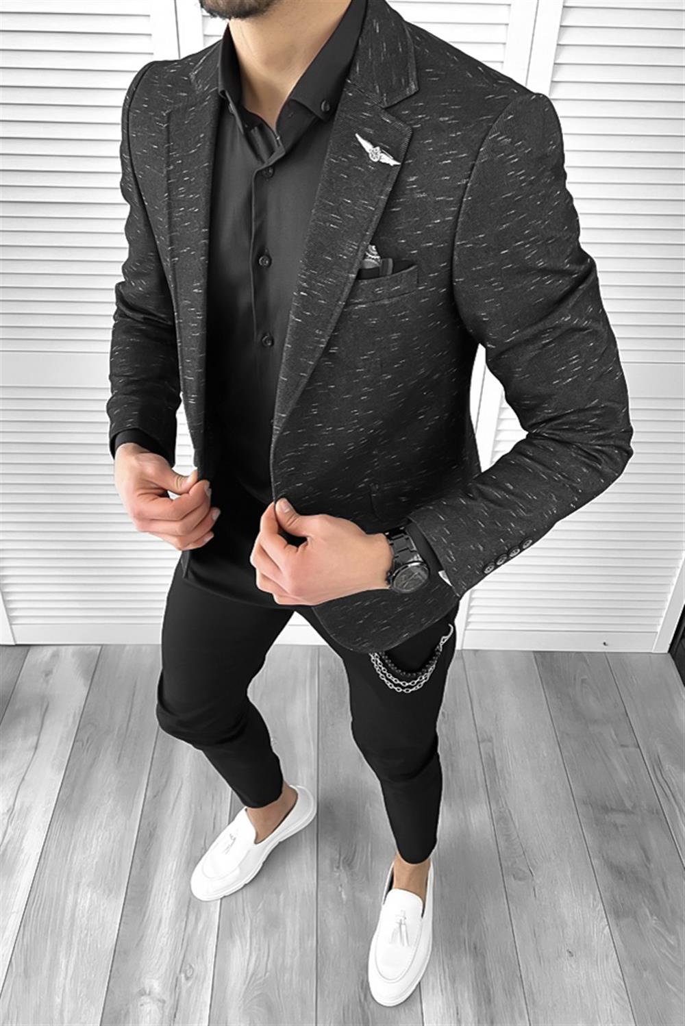 Sacou barbati, deHaine, elegant, 10322, negru, 50 EU - eMAG.ro