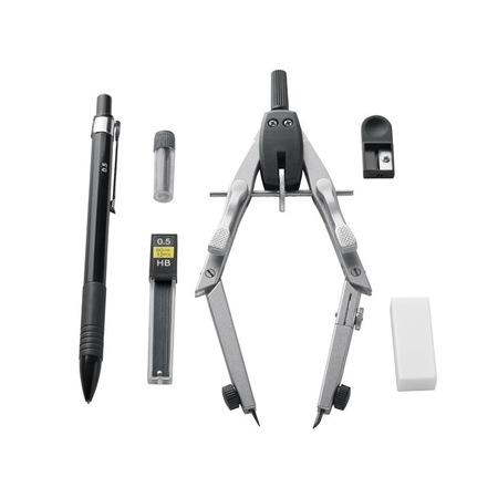 Set compas cu accesorii United Office, 20 piese, desenare cercuri pana ...