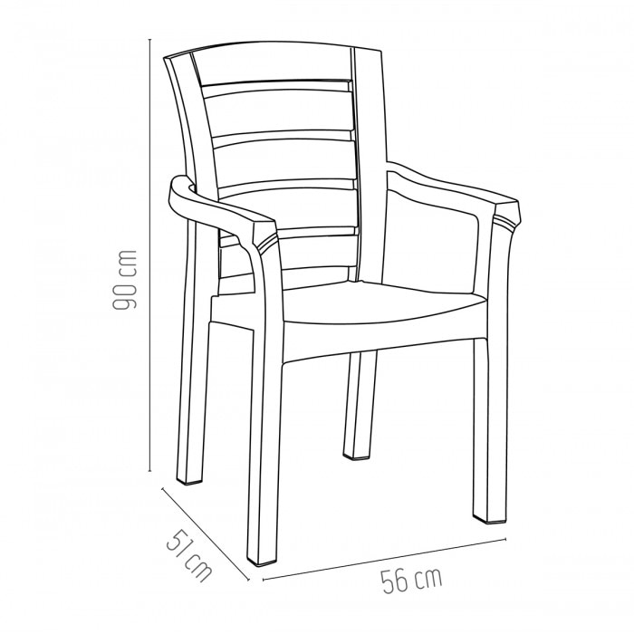 Set 4 scaune gradina cu brate RAKI DIDIM, plastic, verde, 56x51xh90cm ...